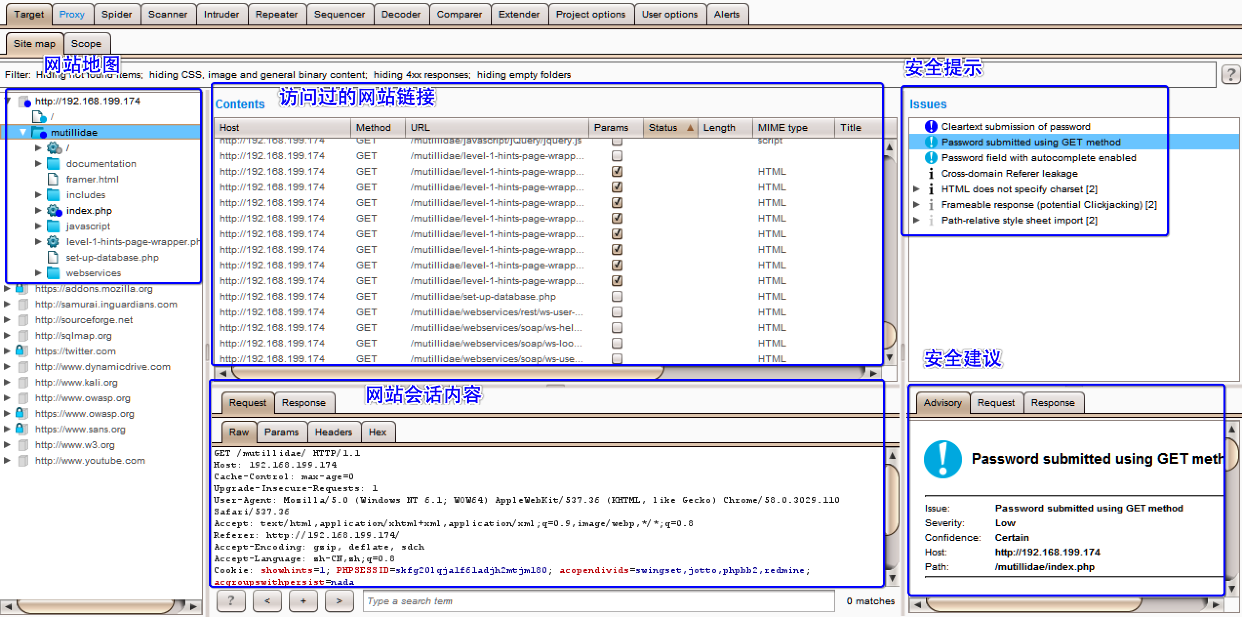 BurpSuite使用详解（二）Target功能_burpsuite中target的安全提示在哪显示-CSDN博客
