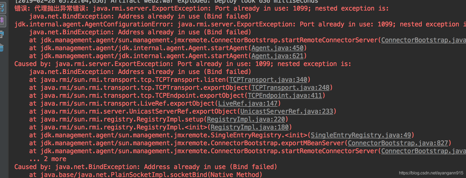 解决 Intellij Idea 中启动tomcat服务器异常rverexportexception Port Already In Use 1099 程序员大本营