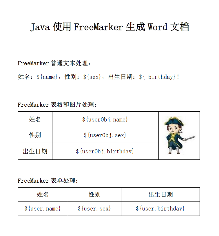 Java使用FreeMarker自动生成Word文档（带图片和表单）_freemaker word模板 自动图文集列表-CSDN博客