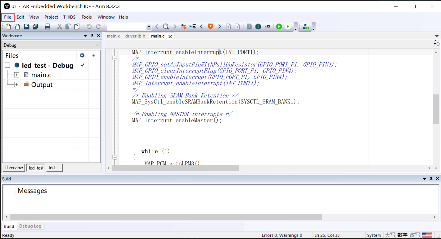 MSP432学习笔记:IAR的环境配置（官方demo程序的测试）_iar msp432: failed to match a default include file-CSDN博客