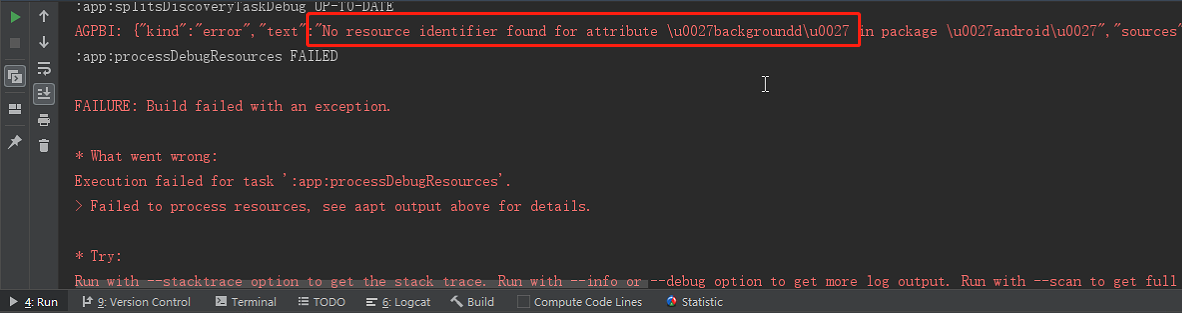 Process 'command 'D:\IDE\SDK\build-tools\28.0.3\aapt.exe'' finished with non-zero exit value 1问题 ...