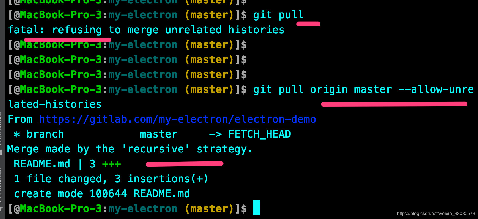 Git报错:error Merging Refusing To Merge Unrelated Histories Csdn博客