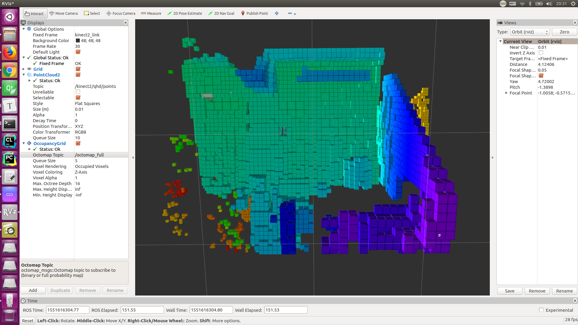 使用Rviz查看基于iai_kinect2的kinect2_bridge发布的实时点云和Octomap_server发布的实时octomap数据_kinect2 rviz 没有-CSDN博客