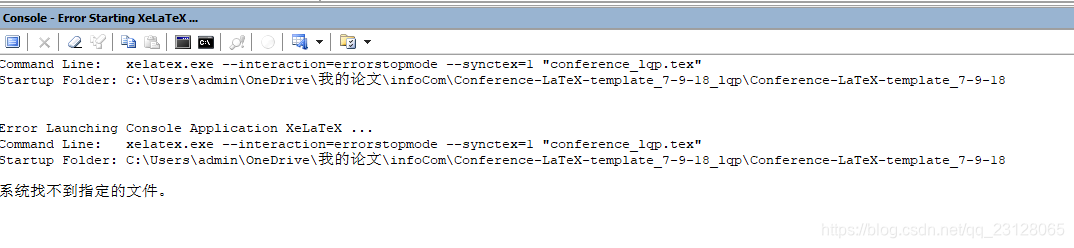 Latex 编译错误 Error Launching Console Application Xelatex 系统找不到指定的文件。console Running Latex Csdn博客