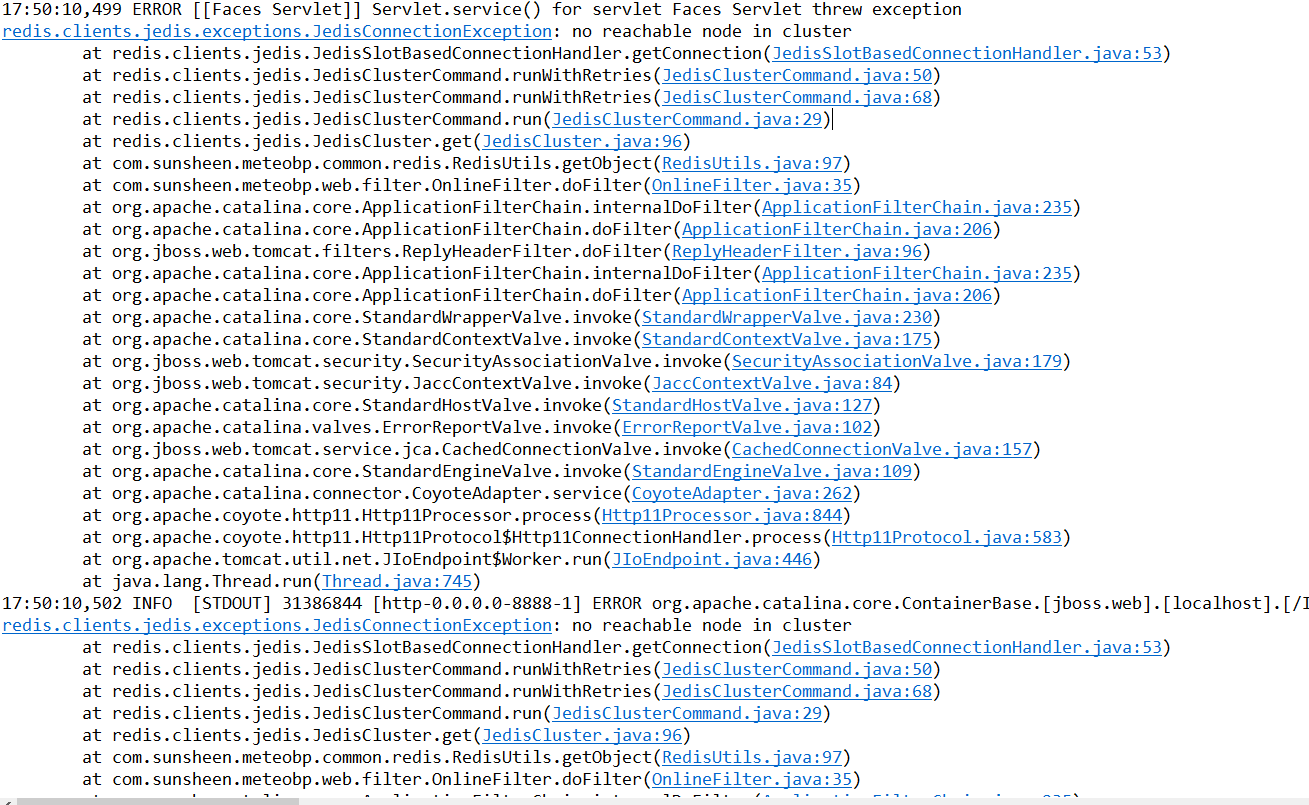 redis.clients.jedis.exceptions.JedisConnectionException: no reachable node in cluster_no ...