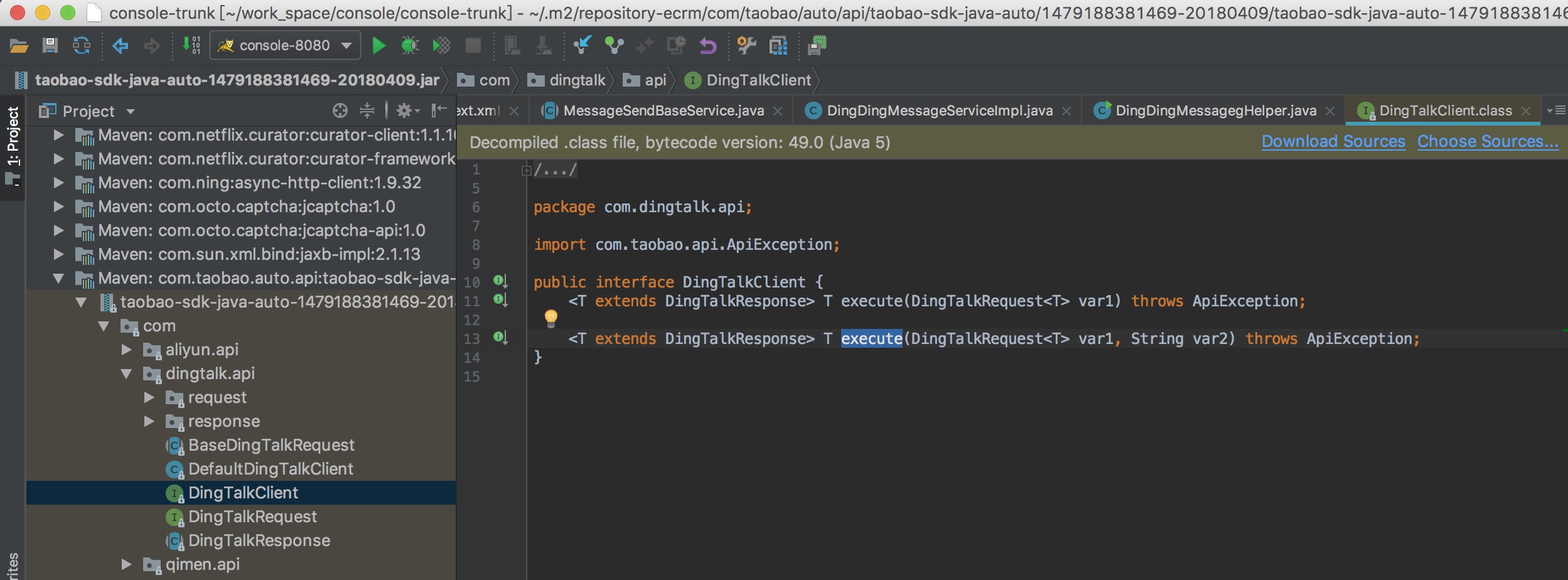 com.dingtalk.api.DingTalkClient类中得方法找不到的问题-CSDN博客
