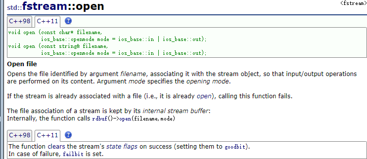 C++之 fstream open函数（ error: no matching function for call to ‘std::basic_ifstream ::open(const ...
