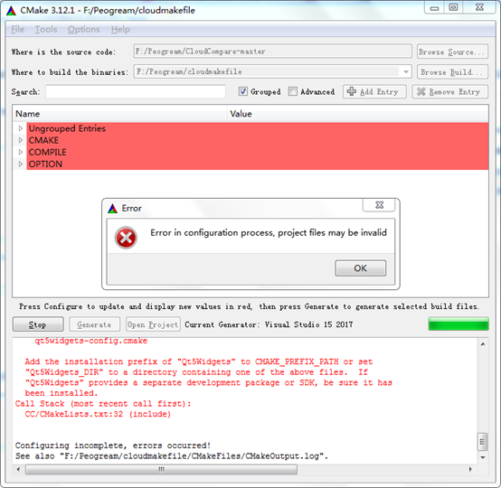 Win7+VS2017+cloudcompare 编译和运行_failed to find xercesc-CSDN博客