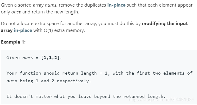 Leetcode【数组】 26remove Duplicates From Sorted Array(移除排序数组中重复元素) 吾之求索 博客园