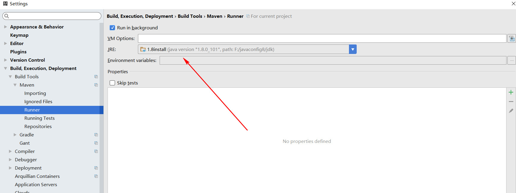 Cannot find JRE '1.8'. You can specify JRE to run maven goals in ...