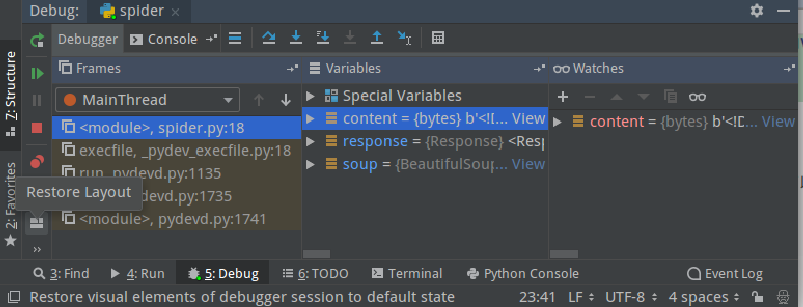 【Python】pycharm调试：命令行交互式/变量观察watch等_pycharm watches窗口-CSDN博客