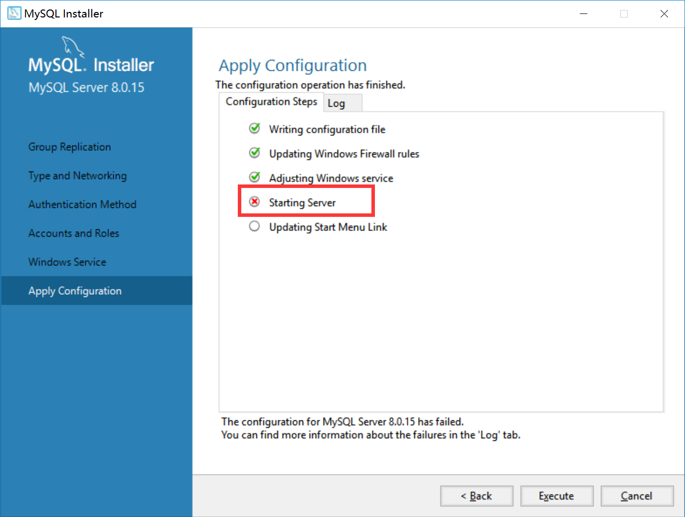 安装MySQL的过程中Starting Server错误解决办法_error while starting services, please ...