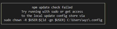 关于node报错npm update check failed Try running with sudo or get access to the local update..._npm ...