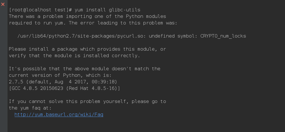 yum无法使用： /usr/lib64/python2.7/site-packages/pycurl.so: undefined symbol: CRYPTO_num_locks_添加ld ...