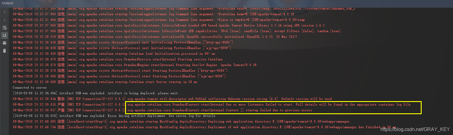 Tomcat 启动报错:restandardcontextstartinternal One Or More Listeners Failed