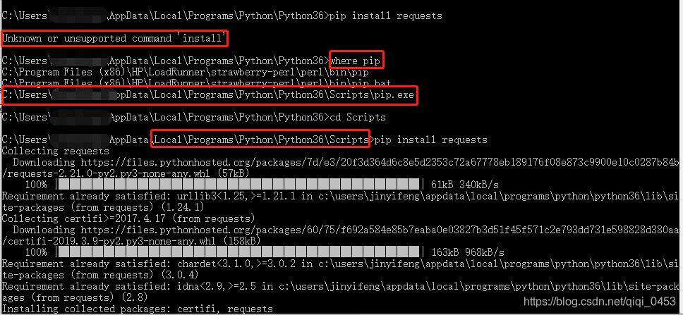 【python】windows下执行pip提示unknown Or Unsupported Command Install命令行 Pip Install Pygame Unknown Or