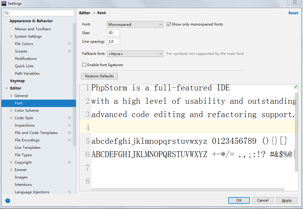 PhpStorm设置字体大小_phpstorm字体大小-CSDN博客