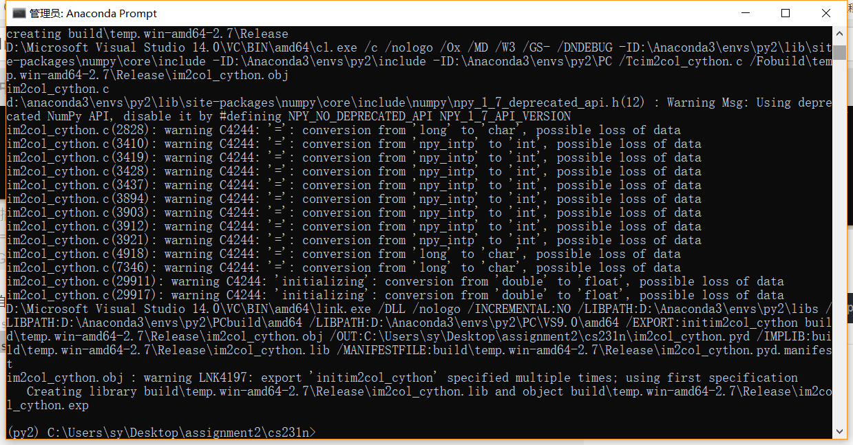 cs231n作业中出现building 'im2col_cython' extension error: Unable to find vcvarsall.bat解决办法（附网上其他版本解决 ...