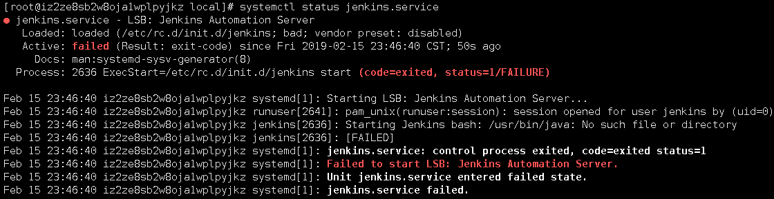 sudo service jenkins start安装Jenkins报错_jenkins job for jenkins.service failed because the-CSDN博客