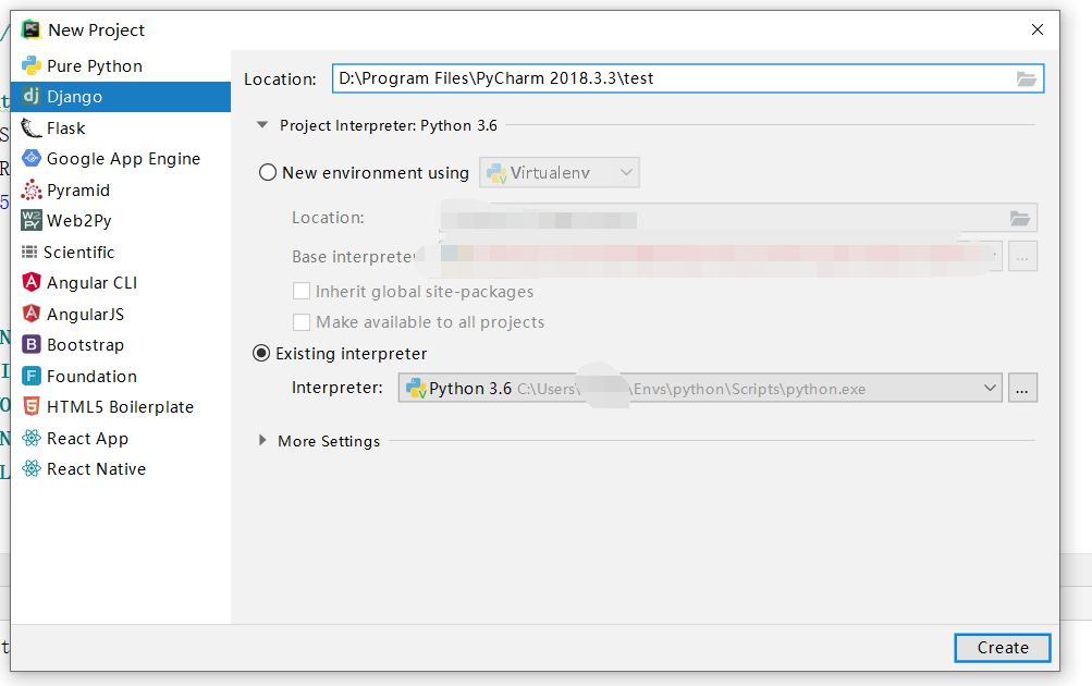 windows下配置django虚拟环境_使用pycharm专业版新建python3.7的虚拟环境并安装启动django的完整步骤-CSDN博客