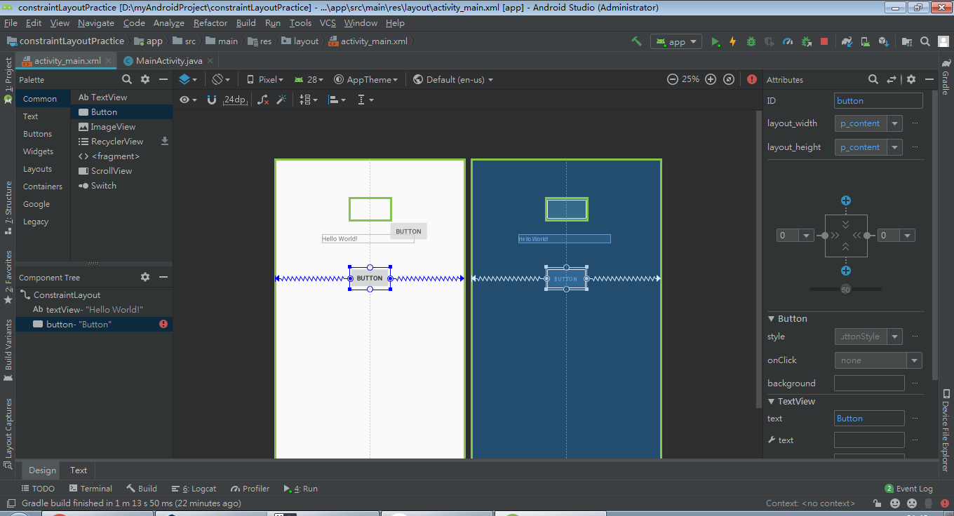Android Studio ConstraintLayout约束布局使用学习笔记（一）熟悉工具_android studio推断约束-CSDN博客