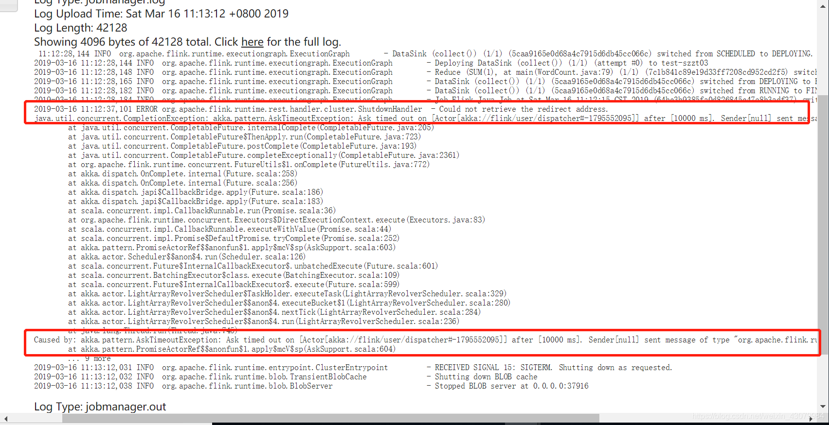 Flink On Yarn 任务提交出错,报asktimeoutexception和ncurrentpletionexception异常 Flink的java