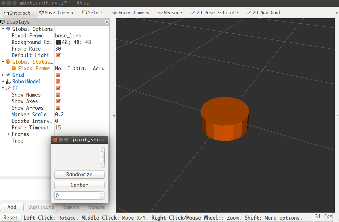 ROS学习笔记－－－搭建自己的仿真机器人模型（URDF、xacro、Arbotix、rviz、ros_control & gazebo）_在可视化设置中使用 标签可以导入该模型的mesh文件 ...