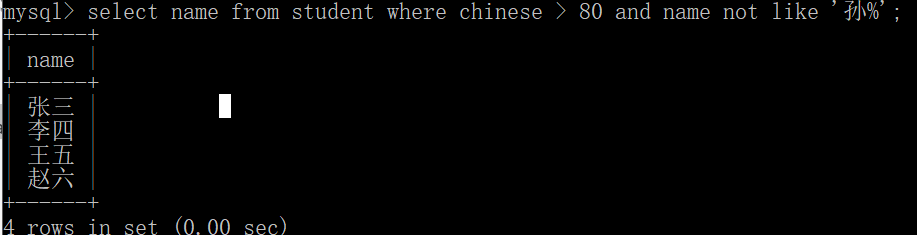 Mysql中的全列查询、指定列查询、查询字段为表达式、查询结果去重、where条件表达式的详细使用（包含例题）、查询结果排序mysql查询