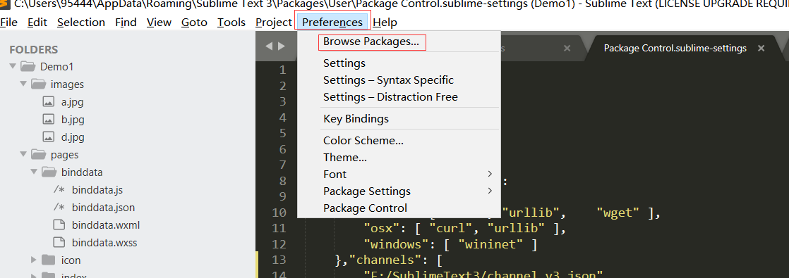 sublime,Package Control插件两种安装方式, channel_v3.json,Package Control.sublime-package插件下载,微信插件,电脑重启后 ...