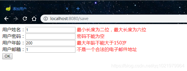 Spring Boot 14springboot做数据效验validate(数据效验,对页面中输入的数据进行校验)springboot项目添加年龄时不能填字符串怎么判断 Csdn博客