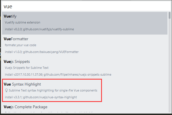 sublime text 3安装vue高亮插件vue-syntax-highlight出错_vue highlight.js安装不成功-CSDN博客