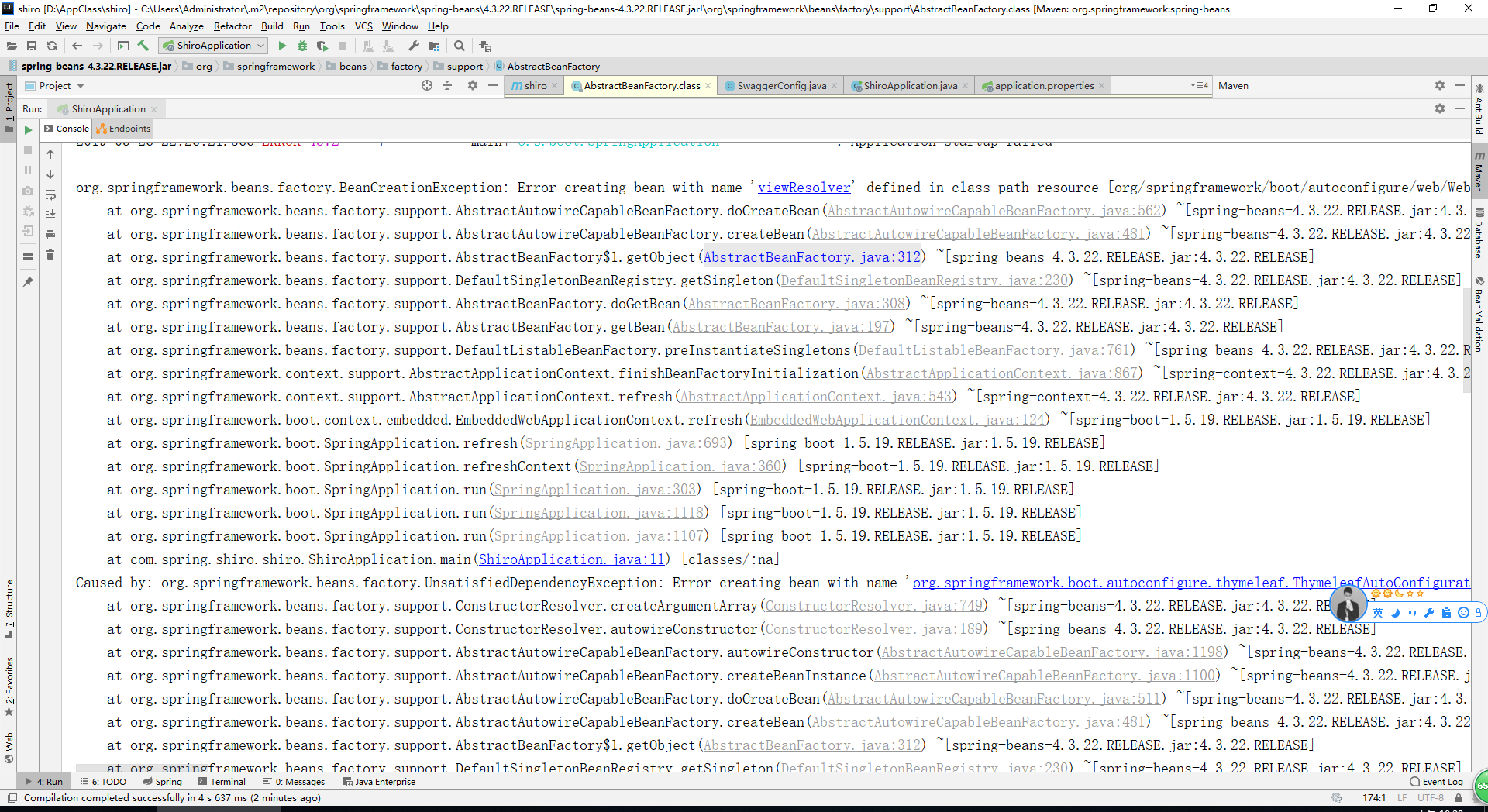 使用thymeleaf时报的'viewResolver’的bean无法创建从而引发的一系列异常_error creating bean with name 'viewresolver ...