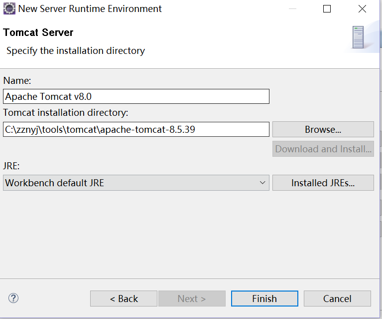 eclipse添加Tomcat服务报错The Apache Tomcat installation at this directory is version 8.5.39.A Tomcat 7 ...