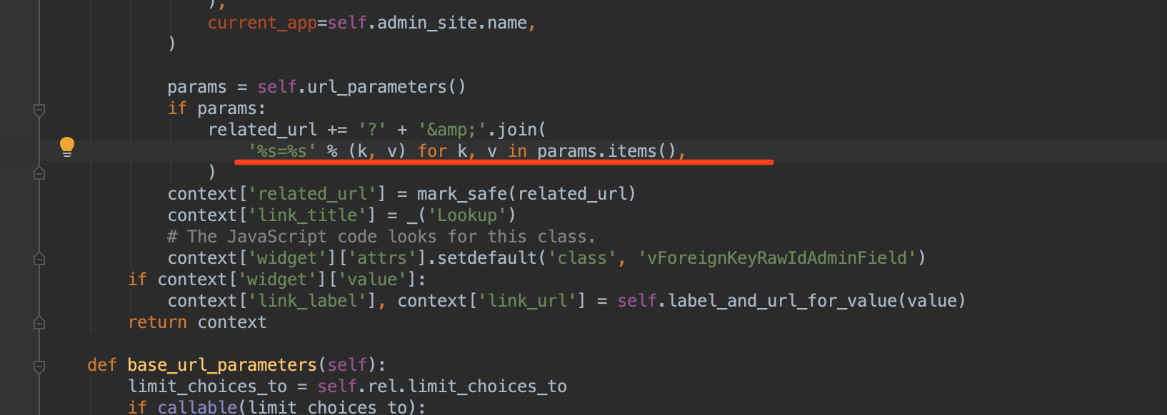 python3.7.2+django报错'%s=%s' % (k, v) for k, v in params.items(),_%s=%s ...
