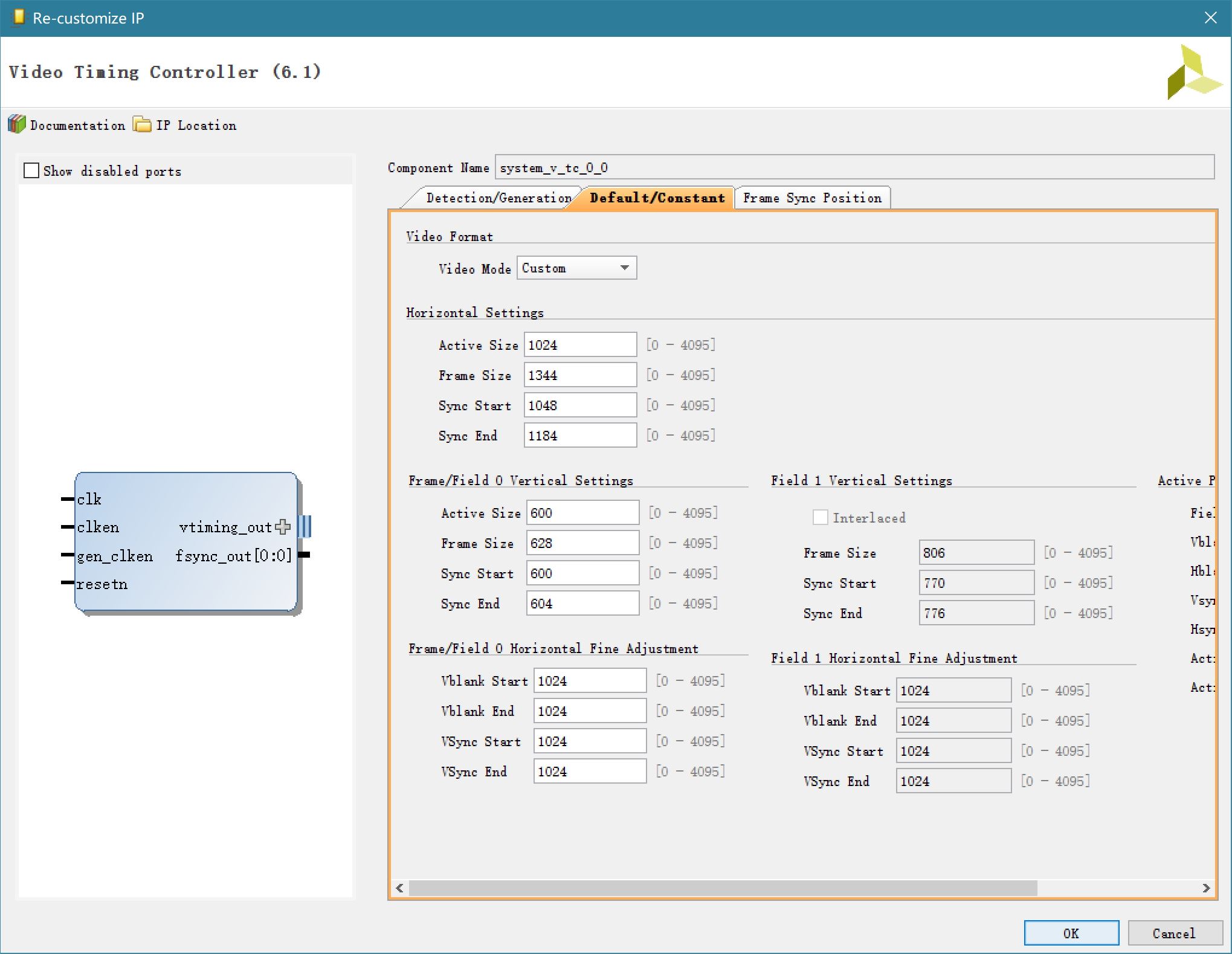 VGA Timming 1024x600（Vivado Video Timming Controller）_vga綫沒有1024x600-CSDN博客