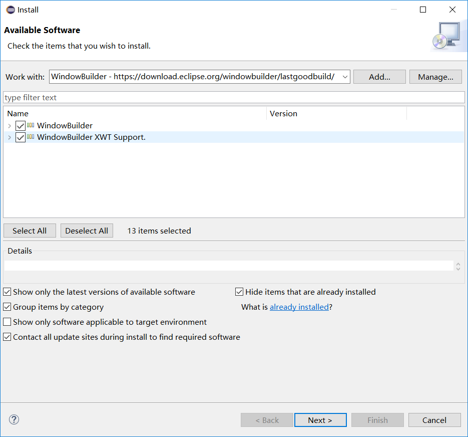 Eclipse instala el complemento WindowBuilder (última versión ...