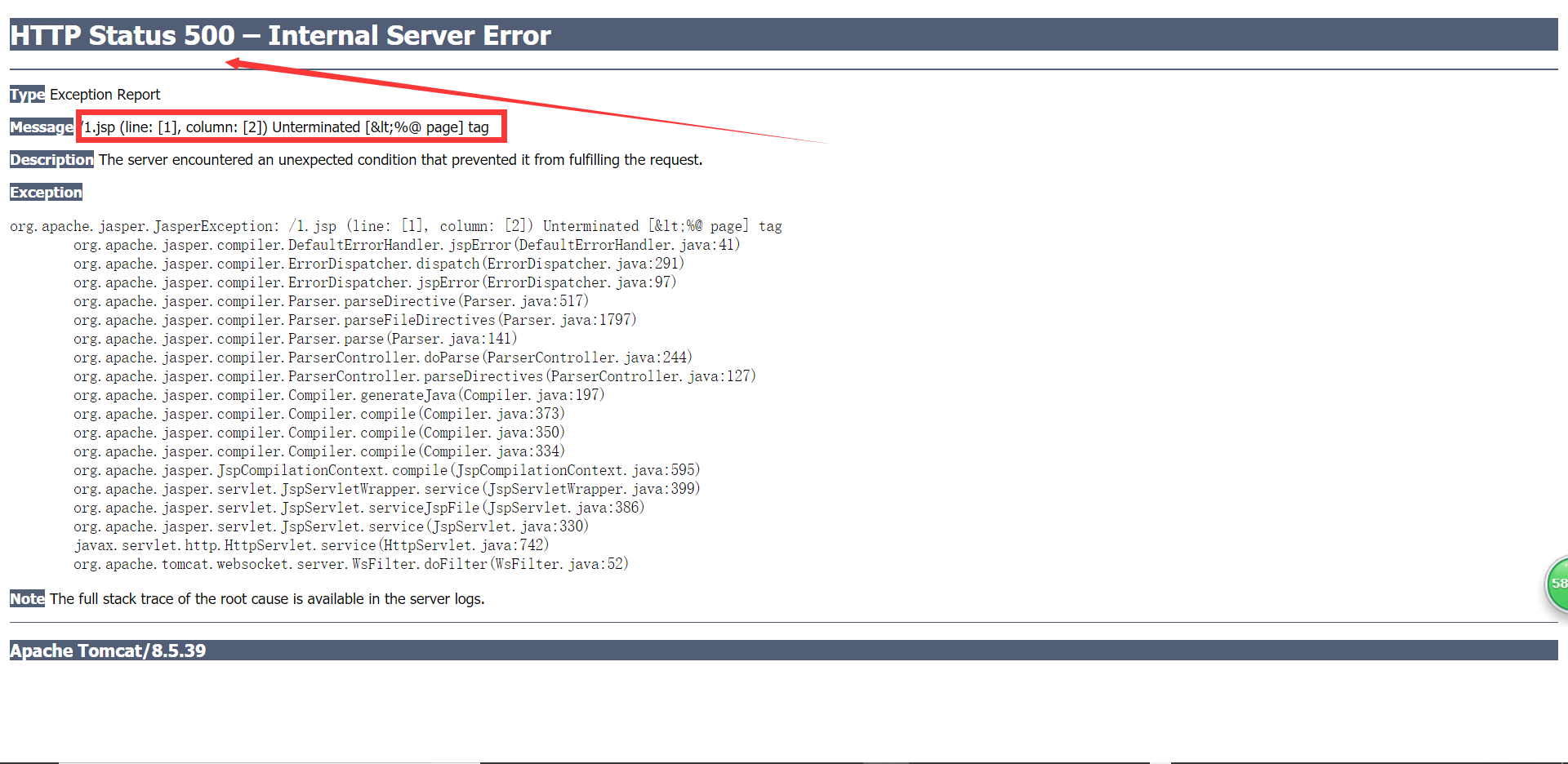 关于JSP文件运行时出现HTTP Status 500 – Internal Server Error的解决办法_jsp页面500 (internal server error)-CSDN博客