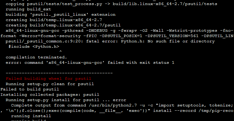 linux 安装psutil 报错解决办法_error: failed building wheel for psutil-CSDN博客