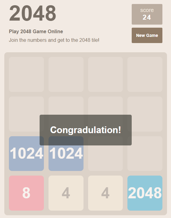 2048游戏简单实现_按照要求制作一个网页版2048游戏。具体要求如下: (1)游戏界面 2048游戏界面-CSDN博客
