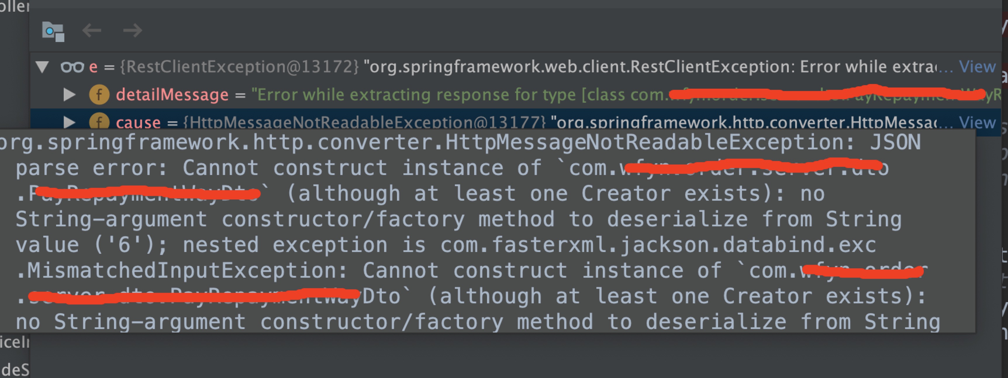 Error while extracting response for type [class xxx] and content type application/xml；charset ...