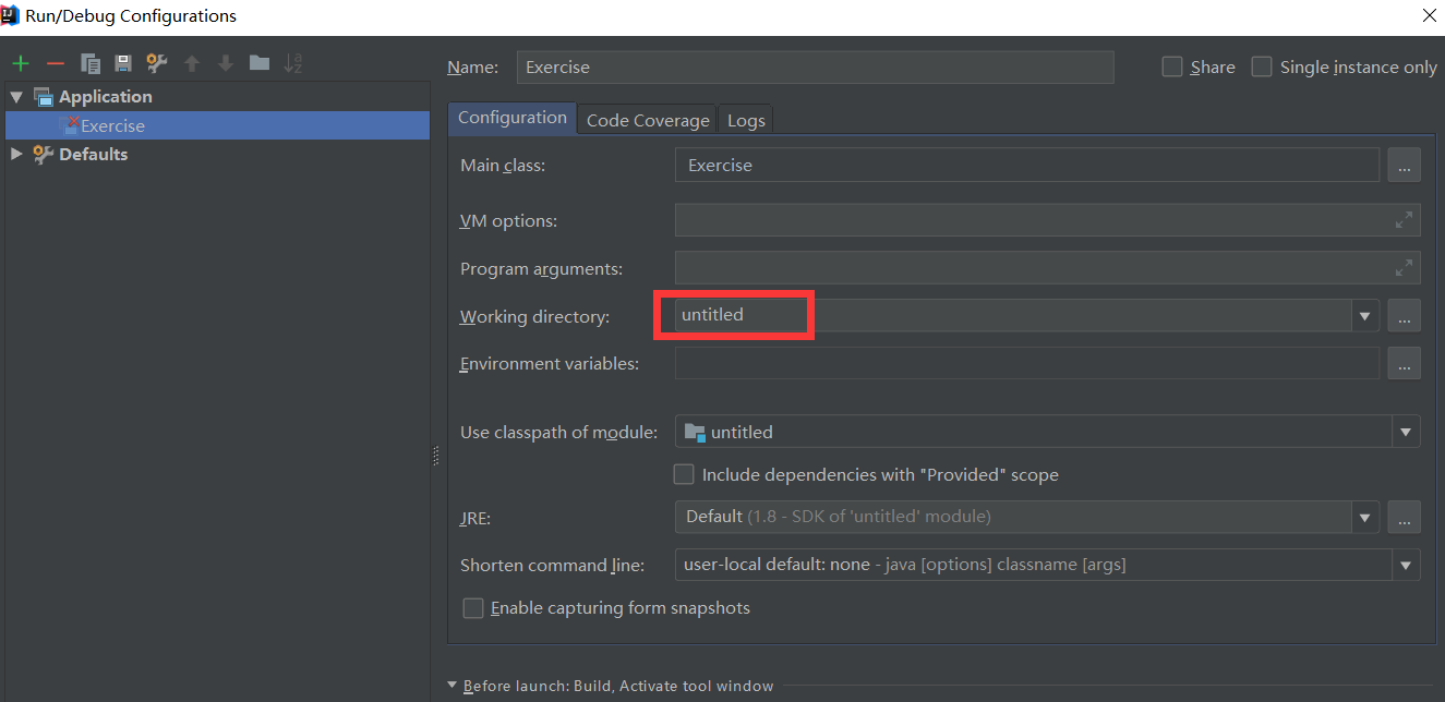 IDEA编译运行程序报cannot start process，the working directory '********' does ...