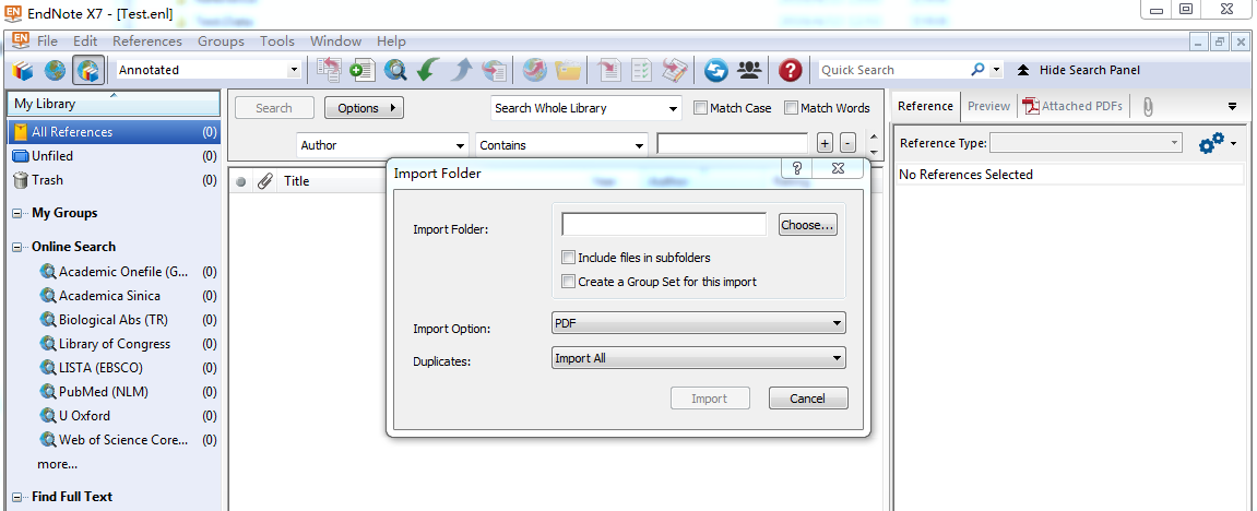 文献管理工具EndNote使用——创建.enl，引入本地pdf文献，添加注释_endnote引用本地的pdf论文-CSDN博客