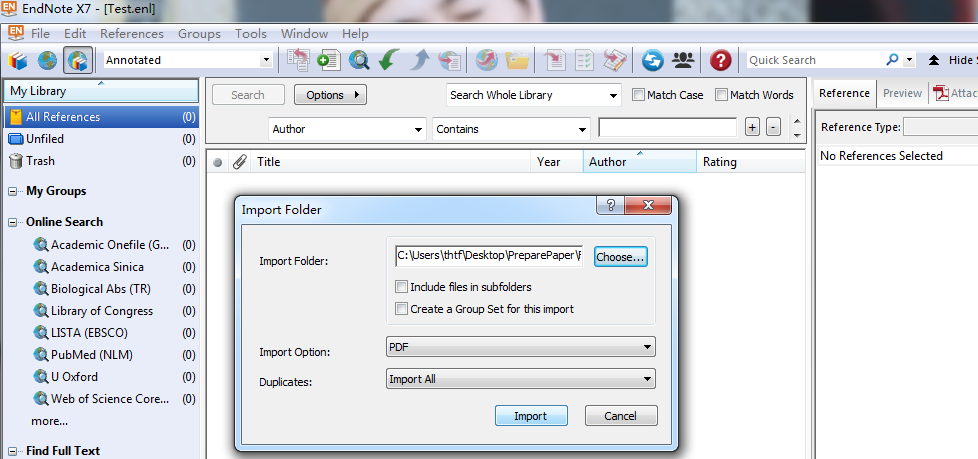 文献管理工具EndNote使用——创建.enl，引入本地pdf文献，添加注释_endnote引用本地的pdf论文-CSDN博客