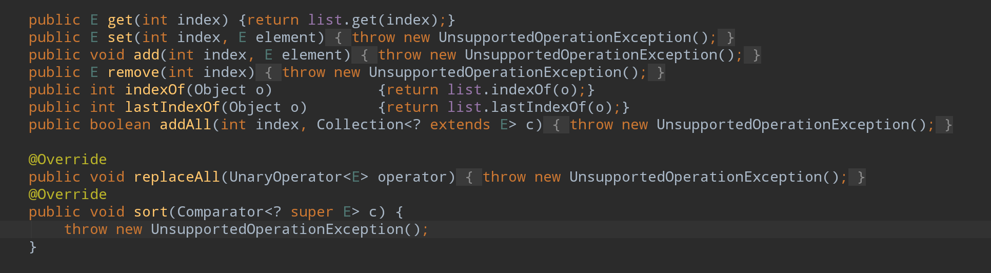 解析java.lang.UnsupportedOperationException异常_java.lang.unsupportedoperationexception: null at j ...