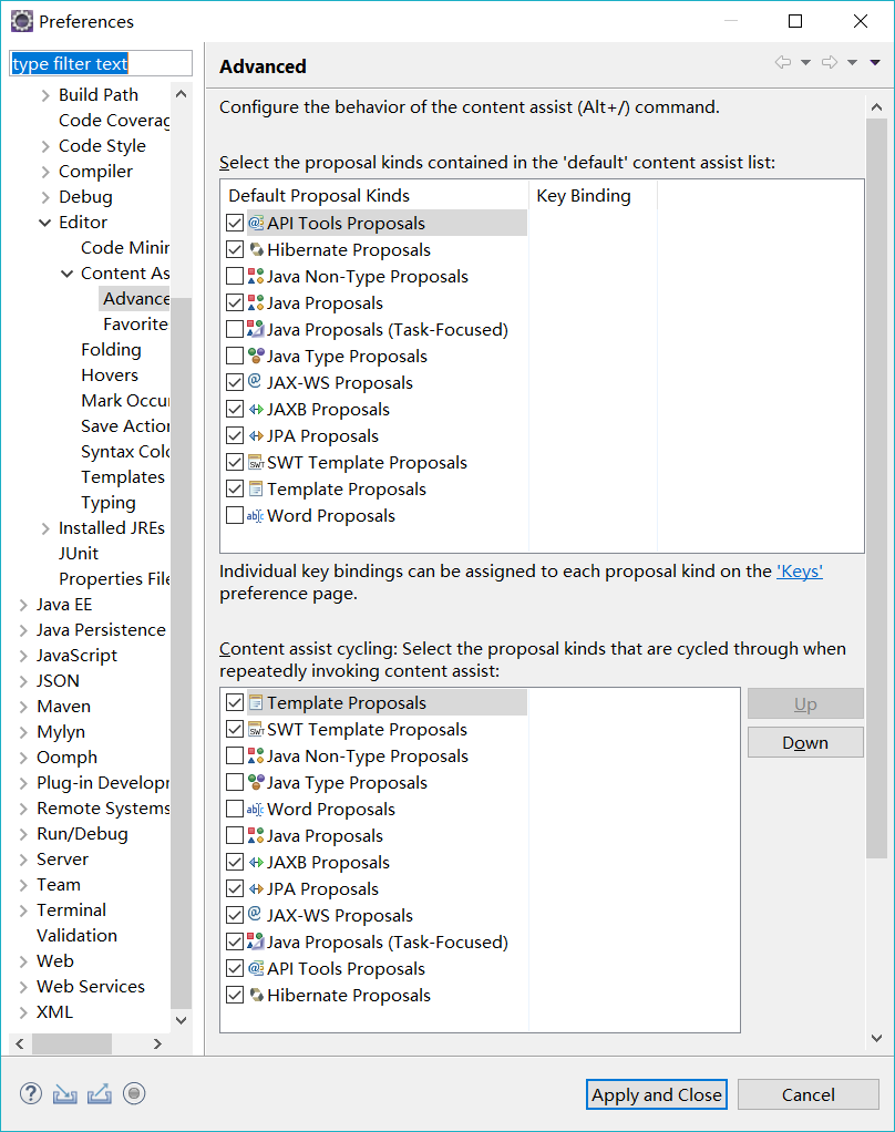 eclipse中快捷键alt+/提示自动补全，每次按一下就会变一下提示的内容，有时候想第一次提示出来Default Proposals_eclipse show default ...