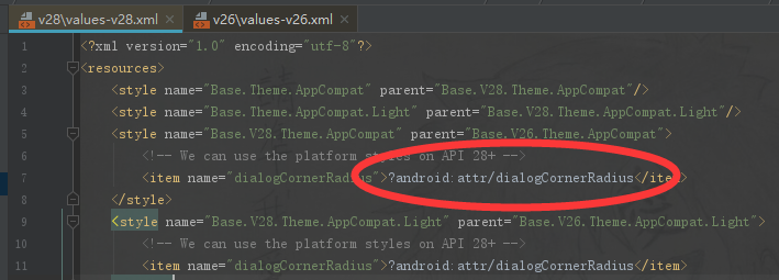 Android resource linking failed error: resource android:attr/dialogCornerRadius not found._value ...