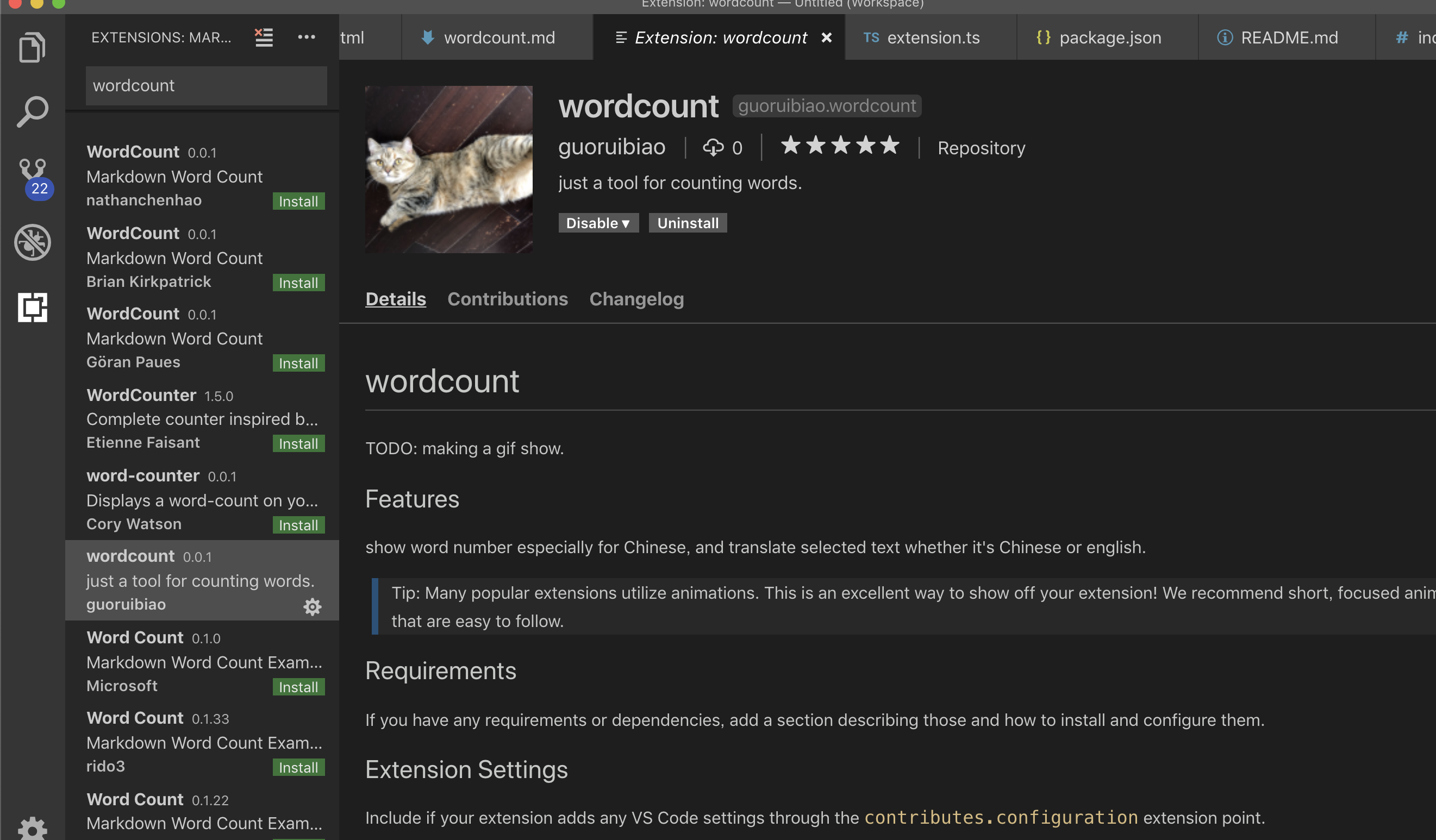 VSCode插件之实时字数统计与选中词英汉互译_vscode 字数统计-CSDN博客