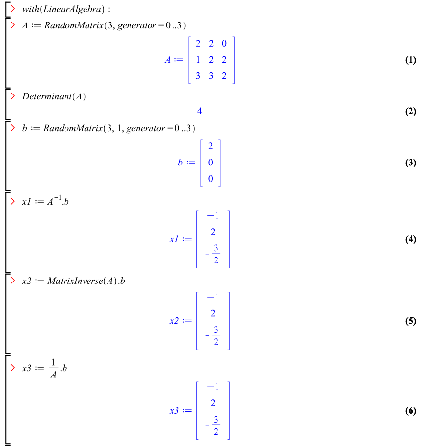 Maple求解线性方程组Ax=b的三种解法_maple解方程组-CSDN博客
