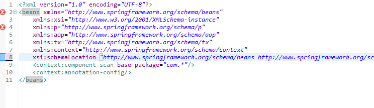 Caused by: org.xml.sax.SAXParseException; lineNumber: 15; columnNumber: 75; cvc-elt.1: 找不到元素 ...