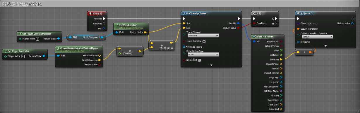 【UE4 Blueprint】使用射线检测在鼠标点击处生成物体_ue4射线检测拾取物体点击-CSDN博客